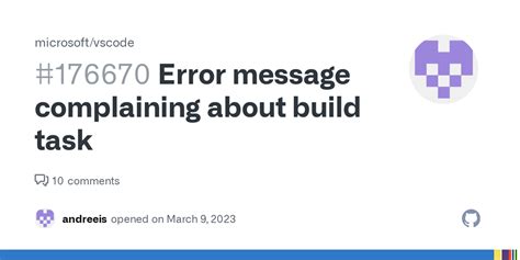 Error Message Complaining About Build Task · Issue 176670 · Microsoftvscode · Github