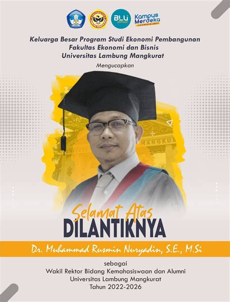 Selamat Atas Dilantiknya Dr M Rusmin Nuryadin Sebagai Wakil Rektor Ulm Bidang Kemahasiswa Dan