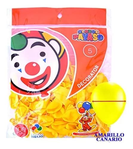 Globo Latex Decorator Redondo N Payaso C Piezas Color Amarillo canario Meses sin interés