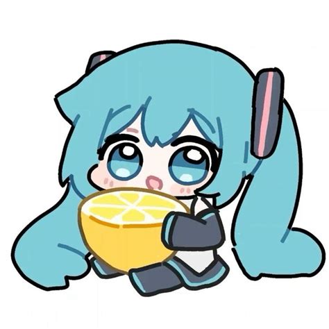 Miku Holding A Lemon In 2025 Miku Hatsune Chibi Cute Doodles