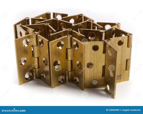 Hinges For Doors Golden Brass On White Stock Image Image Of Handful