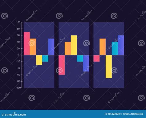 Both Directions Column Infographic Chart Design Template For Dark Theme