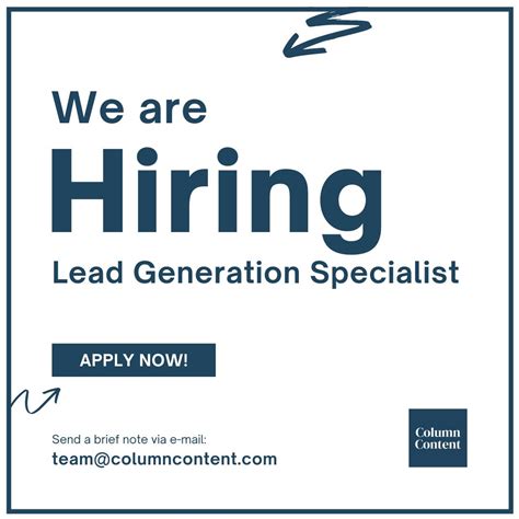 Column On Linkedin Were Hiring A Remote Lead Generation Specialist In