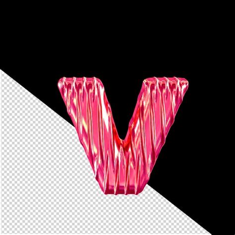 Símbolo 3d Rosa Com Costelas Verticais Letra V Psd Premium