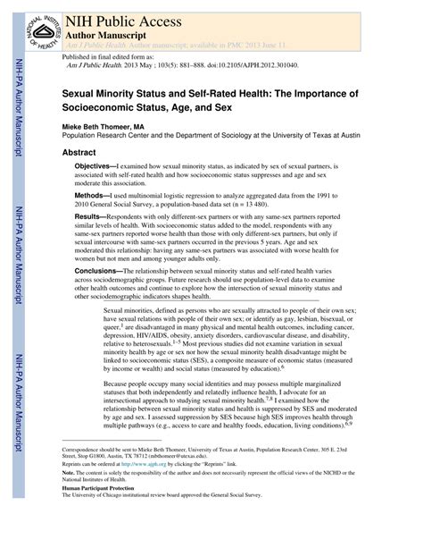 Pdf Sexual Minority Status And Self Rated Health The Importance Of