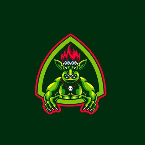 고블린 마스코트 및 Esport 게임 로고 프리미엄 벡터