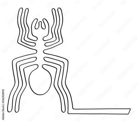 Geoglyph Of The Spider From Nazca Nazca Lines Peru Stock Vector