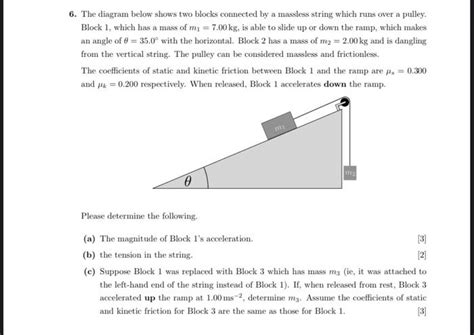 Solved 6 The Diagram Below Shows Two Blocks Connected By A