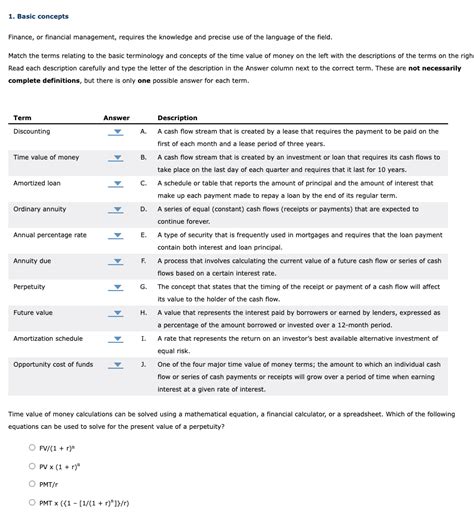 Solved 1 Basic Concepts Finance Or Financial Management