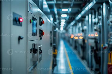 Industrial Control Panel Monitoring Manufacturing Process In Factory