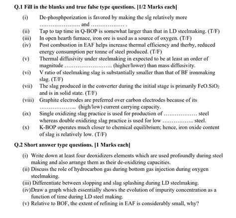 solved q 1 fill in the blanks and true false type questions
