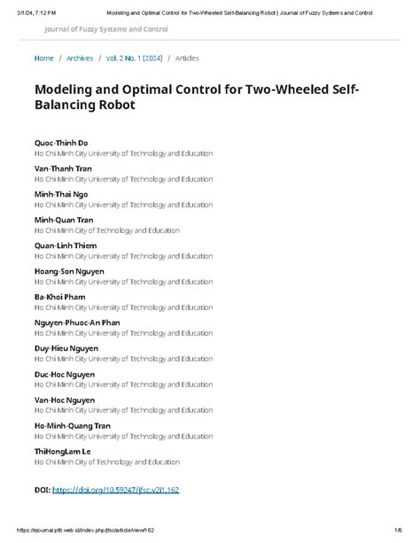 Online Modeling And Optimal Control For Two Wheeled Self Balancing