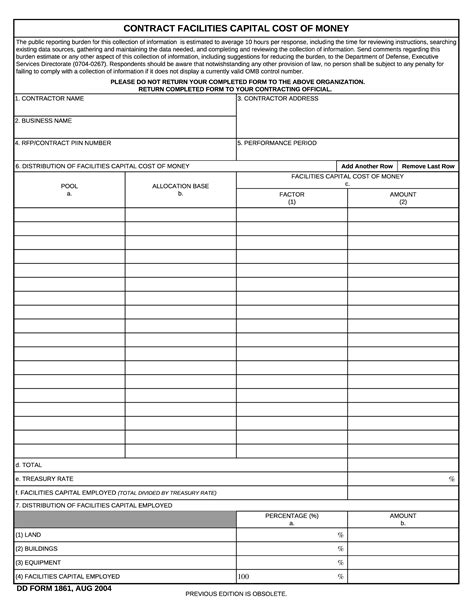 Dd Form 1861 Contract Facilities Capital Cost Of Money Forms Docs