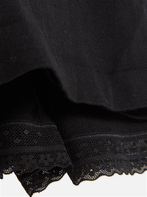 Pyjama Caraco Et Short Avec Finitions En Dentelle Noir Femme Primark
