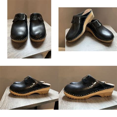 Vintage Troentorp Clogs 38 Us Size 758 Black Leather Patent Leather