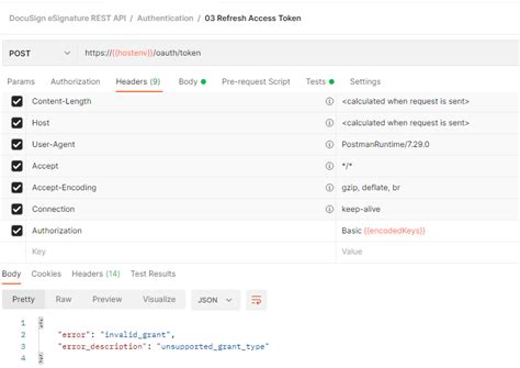 Authenticate Token Live Issue 41 Docusign Postman