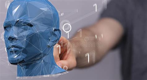 Close Up Shot Of A Manand X27 S Hand Touching A Human Head With Network