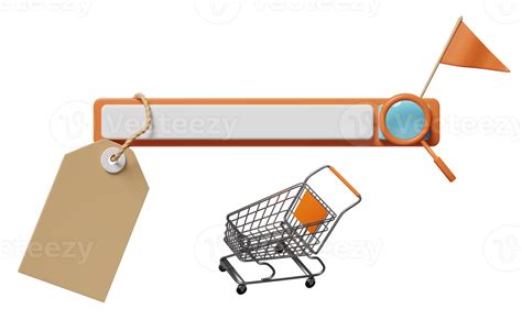 Barra Laranja De Pesquisa Em Branco Com Lupa Carrinho De Compras
