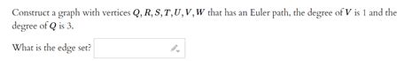 Solved Construct a graph with vertices Q,R,S,T,U,V,W that | Chegg.com