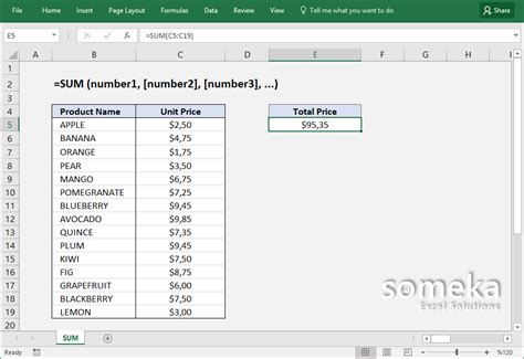 Come Utilizzare La Funzione SOMMA Di Excel