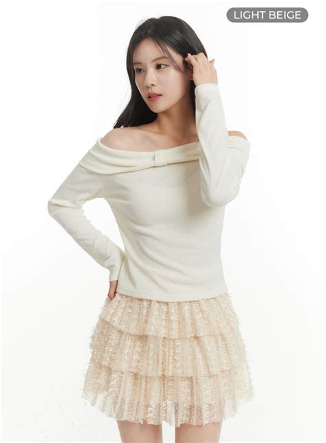 Off Shoulder Long Sleeve Top Of428 Korean Womens Fashion Lewkin