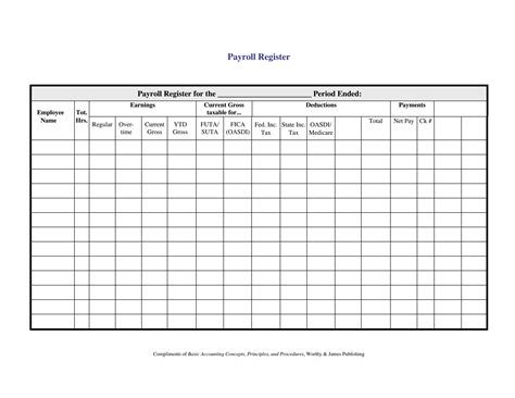 Printable Payroll Ledger Template Spar Premium Template