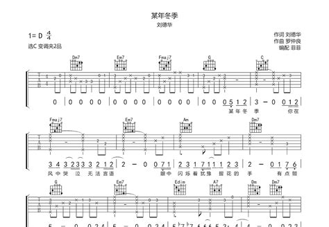 某年冬季吉他谱刘德华c调弹唱80单曲版 吉他世界