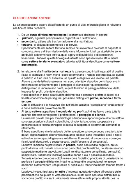 Classificazione Del Aziende Sbobinature Di Economia E Gestione Delle
