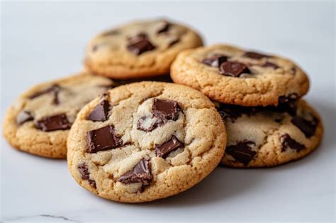 Freshly Baked Chocolate Chip Cookies And Dark Cookies Stacked Beside A