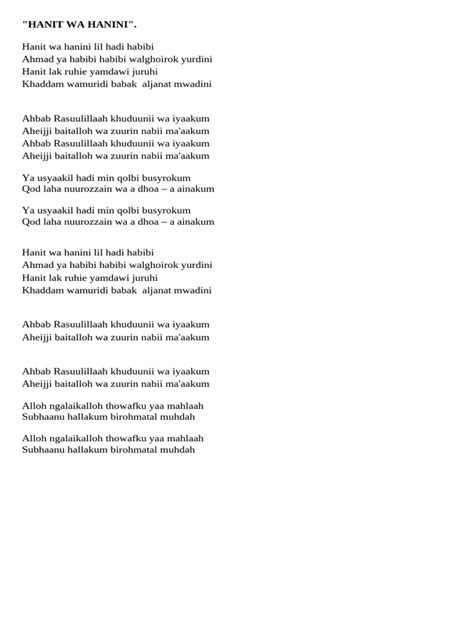 Lirik Lagu Hanit Wa Hanini Pdf