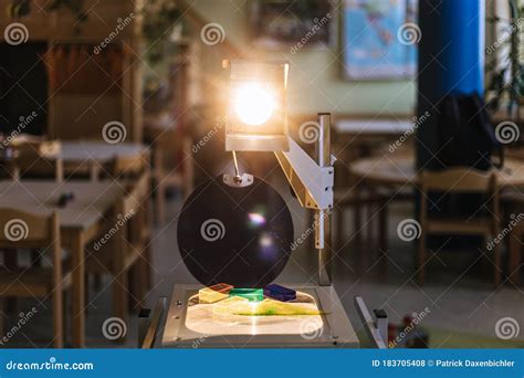 Schooling Concept Retro Overhead Projector In Classroom Educational