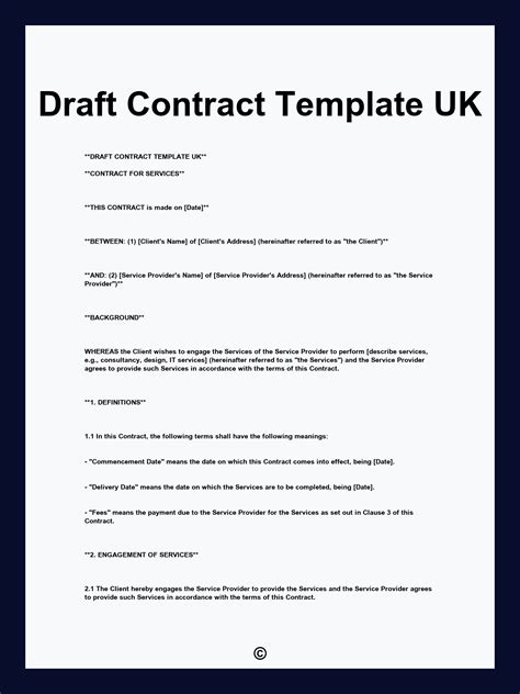 Draft Contract Template Uk Draft Contract Template Uk