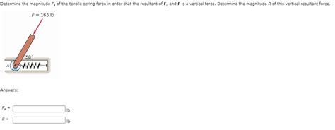 Solved Determine The Magnitude Fs Of The Tensile Spring