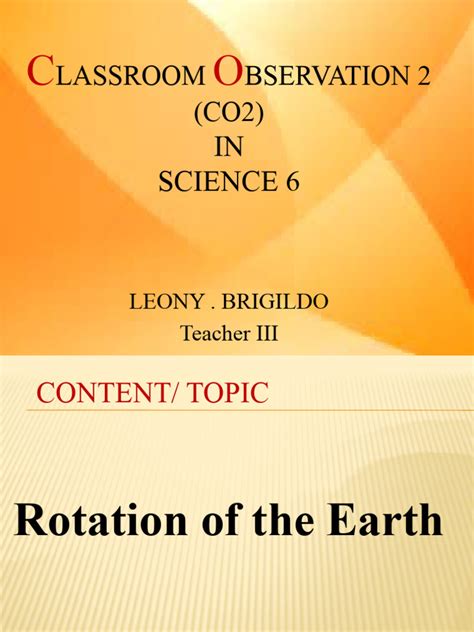 Cot Ppp Q4 Science 6 Earths Rotation Eva Autosaved Pdf Night