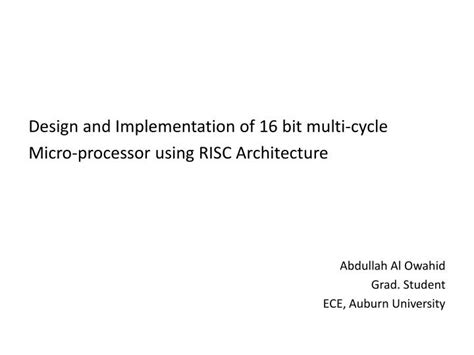 Ppt Design And Implementation Of 16 Bit Multi Cycle Micro Processor