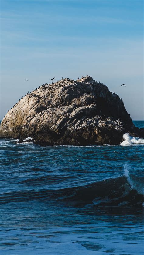 Download Wallpaper 1080x1920 Rock Stone Sea Waves Samsung Galaxy S4 S5 Note Sony Xperia Z
