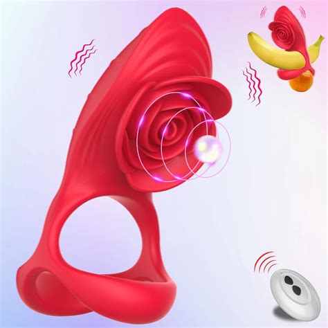 Rose Remote Control Penis Ring Vibrator Ejaculation Delayed Couple Ring