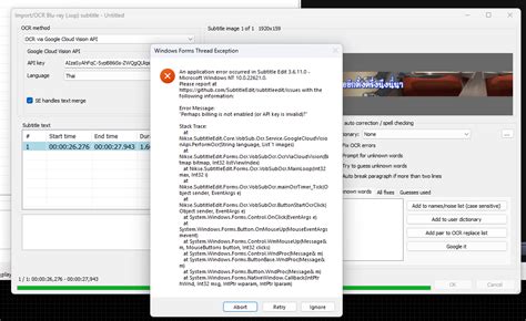Pop Up Error OCR Using Google Vision API Issue SubtitleEdit Subtitleedit GitHub