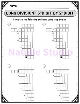 Long Division Learning Template Standard Algorithm Math Practice