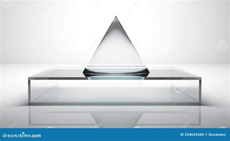 Futuristic Glass Trophy On White Background Minimalist Optical