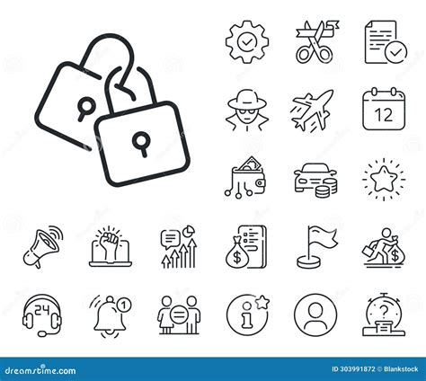 Lock Line Icon Wedding Padlock Sign Salaryman Gender Equality And