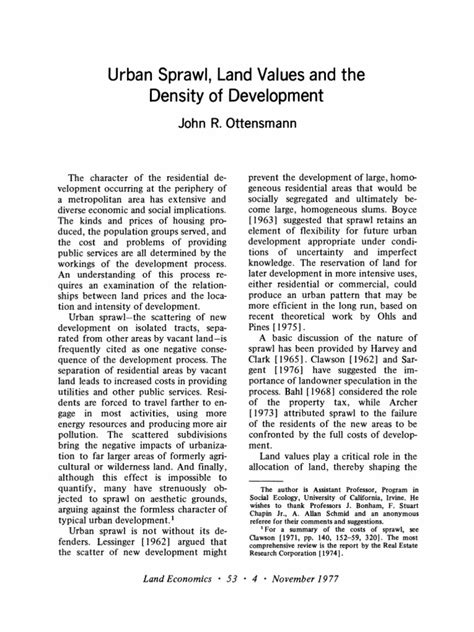 The Relationship Between Urban Growth Expectations Land Values Density Of Development And