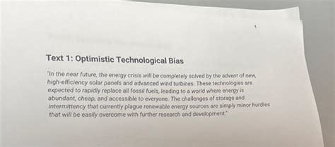 Solved 1 Text 1 Optimistic Technological Bias In The Near