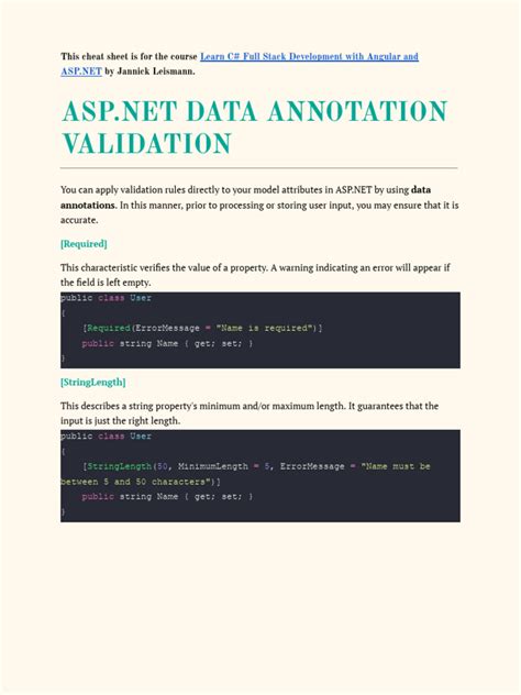 Fd Angularasp Asp Netdataannotationsvalidation Pdf