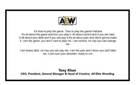 Official Statement Released By Tony Khan The Ceo Is All Elite Wrestling
