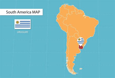 Mapa De Uruguay En América íconos Que Muestran La Ubicación Y Las Banderas De Uruguay 15311563