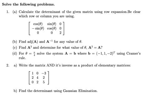 Solved Solve The Following Problems A Calculate The Chegg
