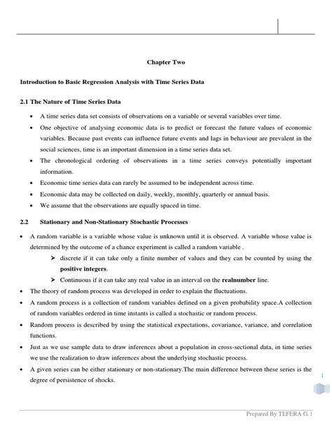 An Introduction To The Nature Of Time Series Data And The Concepts Of