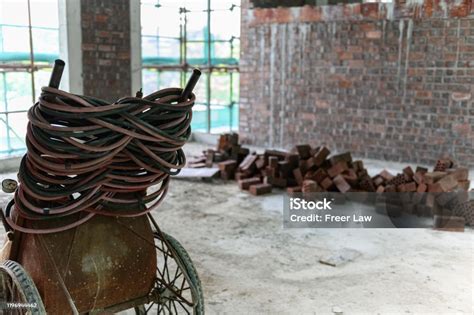 Inside Of An Unfinished Building With Protection Scaffolding And