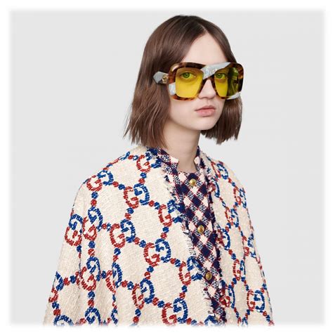 Gucci Square Oversize Frame Acetate Sunglasses Tortoiseshell And